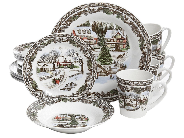 Click here for Gibson Christmas Toile 16-Piece Holiday Assorted P... prices