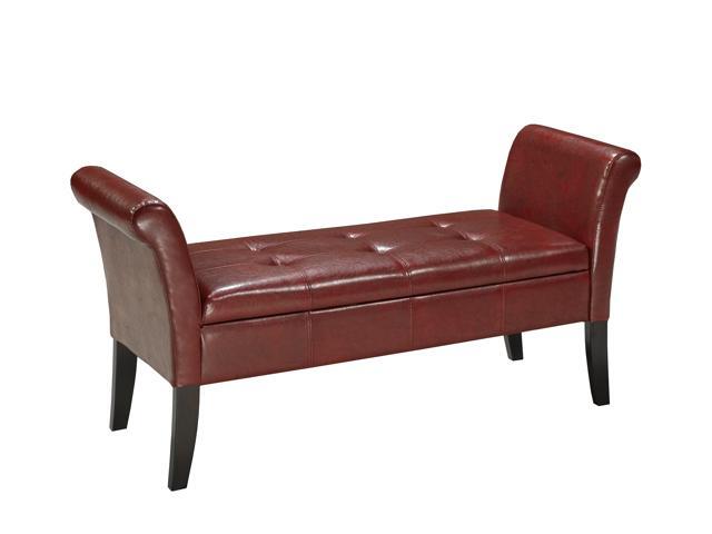 Click here for Brassex Tufted Accent Bench with Storage - Red (WF... prices