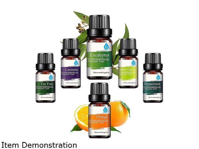 Pursonic 100 Pure Essential Aromatherapy Oils Gift Set-6 Pack   10ML(Eucalyptus  Lavender  Lemon grass  Orange  Peppermint  Tea Tree)