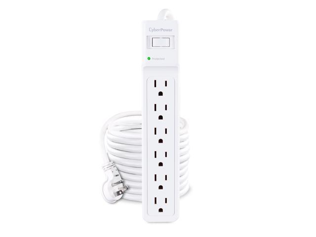 CyberPower B625 6-Outlet Surge Protector with 25 Cord  White - White