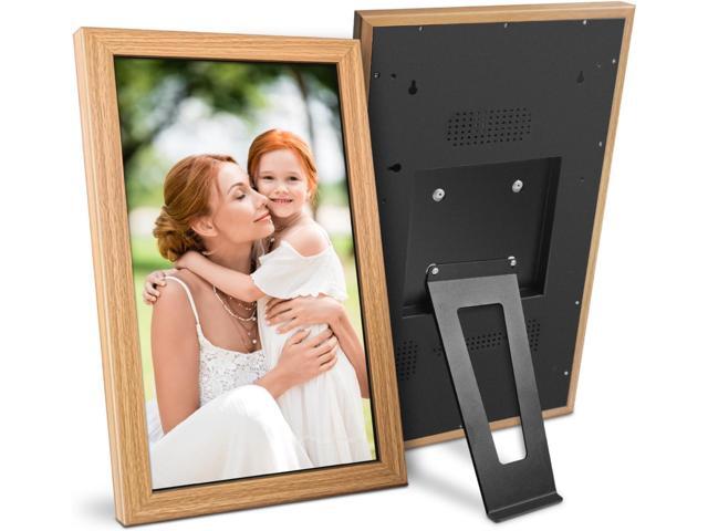 21in Cloud Frame Digital Photo Frame - Easy Photo Share App- 20GB Cloud Storage  Auto-Rotate. - Light wood brown