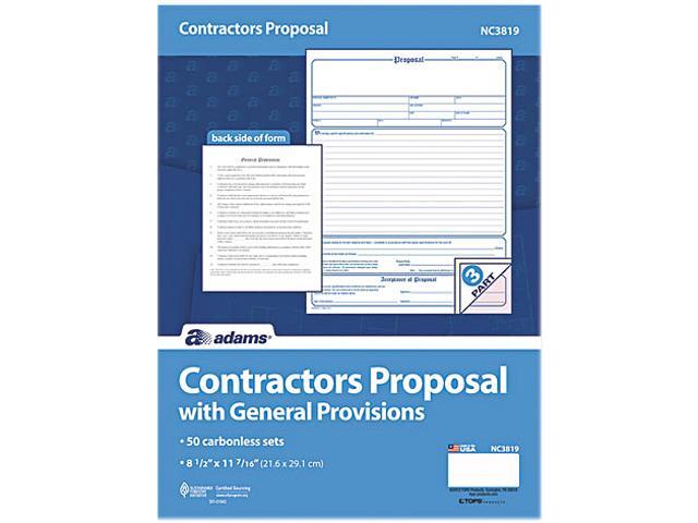 Click here for Contractor Proposal Form  3-Part Carbonless  8 1/2... prices