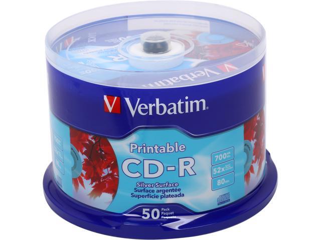 Click here for Verbatim 700MB 52X CD-R Silver Inkjet Printable 50... prices