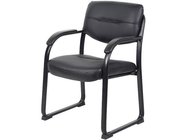 Click here for BOSS Leather Sled Base Side Chair W/ Arms (B9519) prices