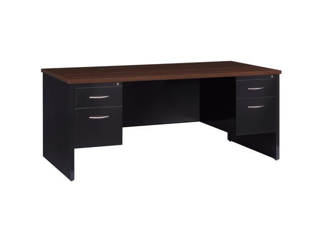 Click here for Lorell Double Pedestal Desk 36x72 Black/Walnut 791... prices