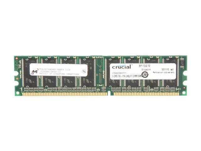 Click here for Crucial 512MB DDR 400 (PC 3200) Desktop Memory Mod... prices