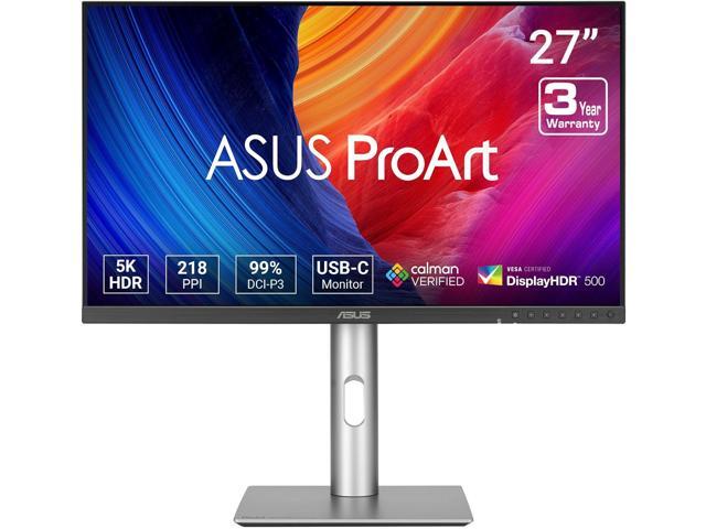 ASUS ProArt Display 27 5K HDR Professional Monitor (PA27JCV) - 5K (5120 x 2880)  IPS  99 DCI-P3  100 sRGB? ?E < 2  USB-C PD 96W  Calman...