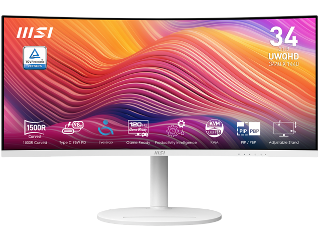 Msi Modern MD342CQP 34" 21:9 Uwqhd 120Hz Curved Va Led Hdr Monitor  Matte White - Matte white