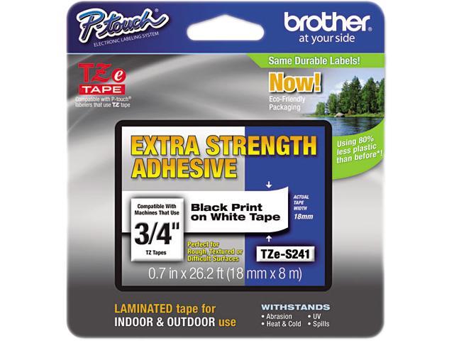 Click here for Brother 18mm (3/4) Black on White Extra Strength S... prices