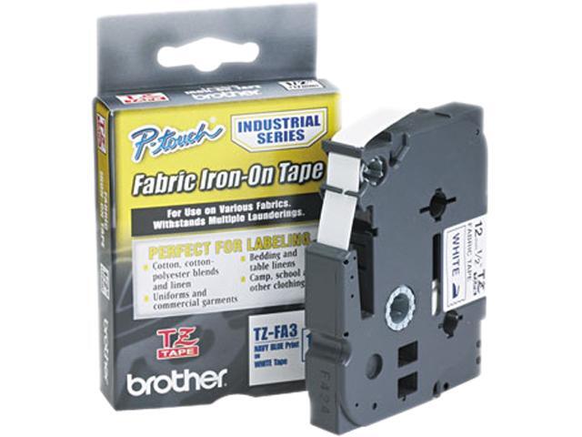 Click here for Brother TZE-FA3 12mm (0.47) Navy Blue on White Fab... prices