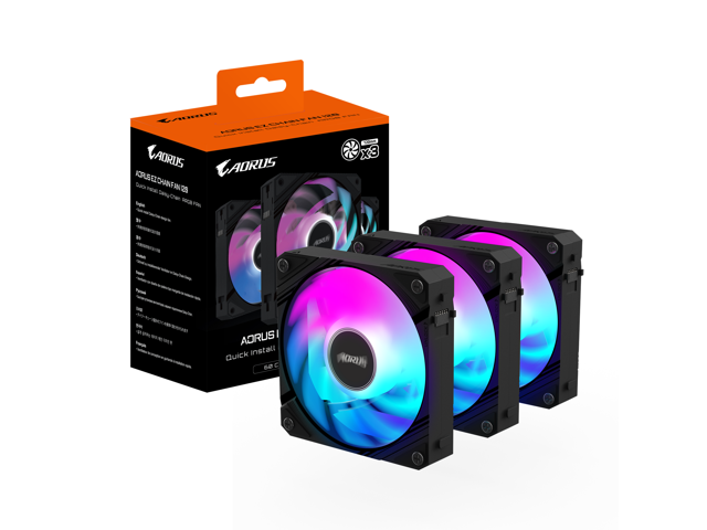 Click here for AORUS EZ CHAIN FAN 120 ICE (3-Pack)  120mm Hydro D... prices
