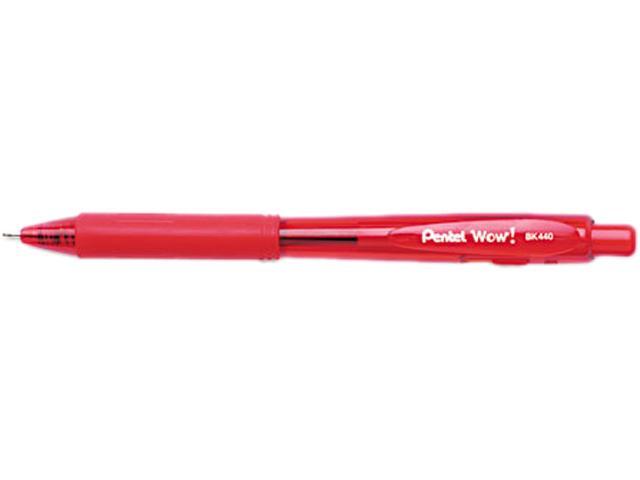 Pentel BK440-B WOW! Ballpoint Retractable Pen  Red Ink  Medium  Dozen
