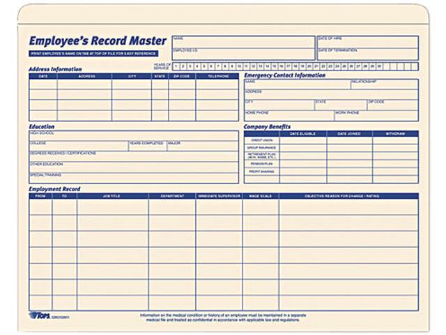 Click here for Tops 3280 Employee Record Master File Jacket  9 1/... prices