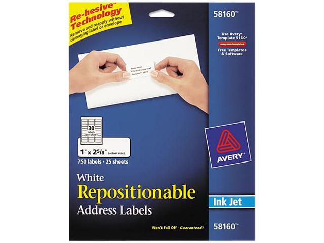 Click here for Avery 58160 Re-hesive Inkjet Labels  1 x 2 5/8  Wh... prices