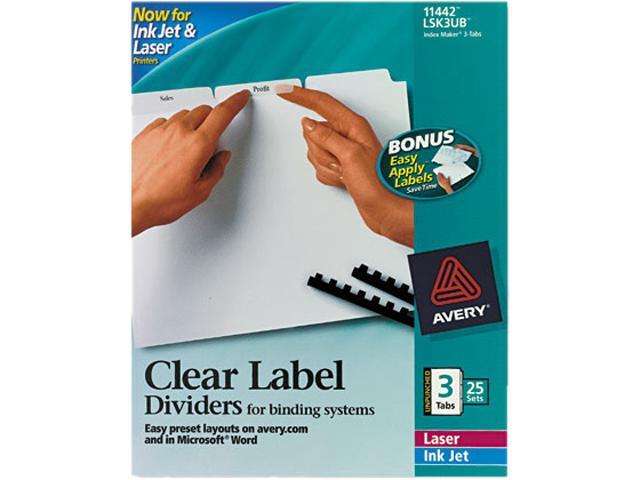 Click here for Avery 11442 Index Maker Clear Label Unpunched Divi... prices