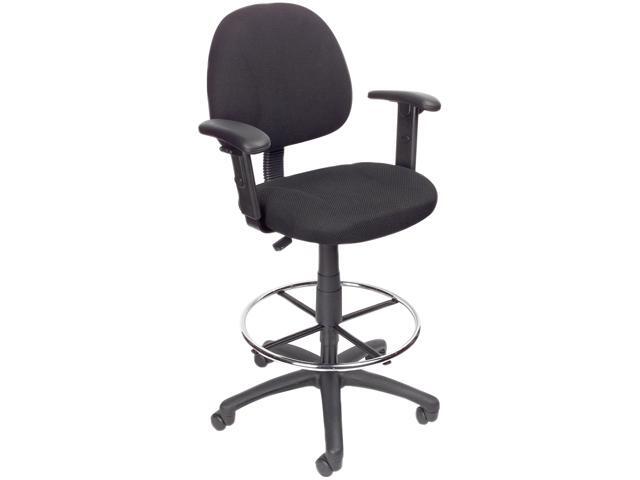 Boss Office Products Drafting Stool W/Footring And Adjustable Arms - Black