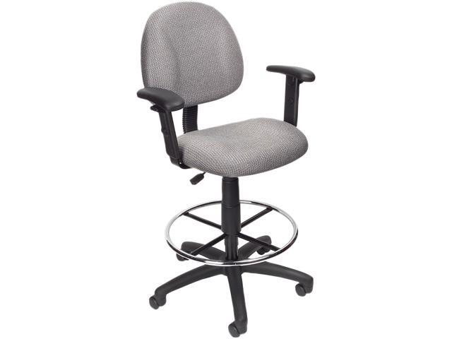 Boss Office Products Drafting Stool W/Footring And Adjustable Arms - Gray