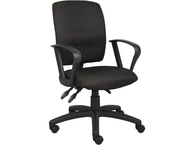 Boss Office Products Multi-Function Fabric Task Chair W/Loop Arms - Black