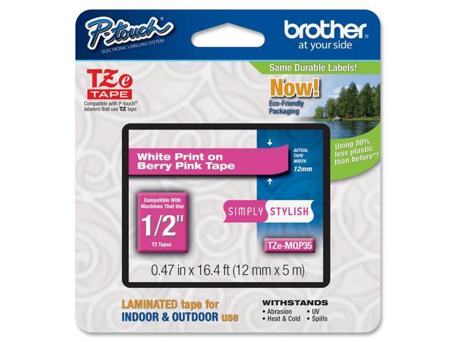 Click here for Brother TZEMQP35 12 mm (0.47) White on Berry Pink... prices
