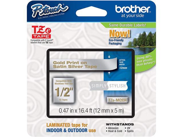 Click here for Brother TZEMQ934 12 mm (0.47) Gold on Satin Silver... prices