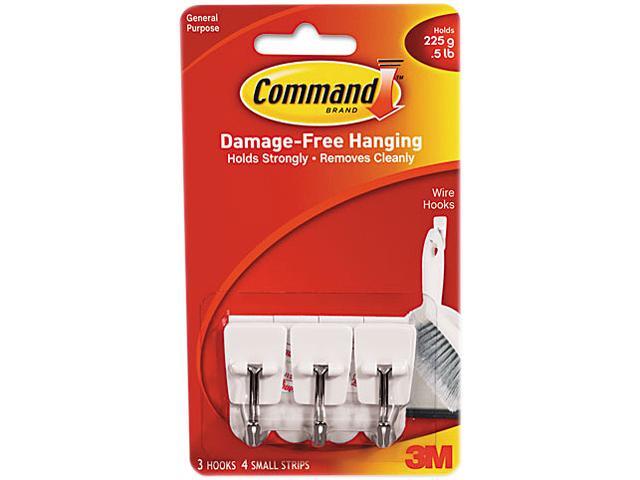 Command 17067 Adhesive Hooks  Small  Holds 1/2-lb  White  3/Pack