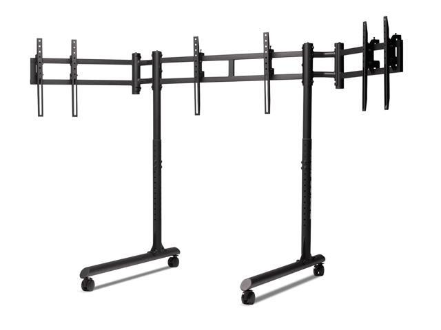 Next Level Racing Round Tube Freestanding Triple Monitor Stand  Black - Black