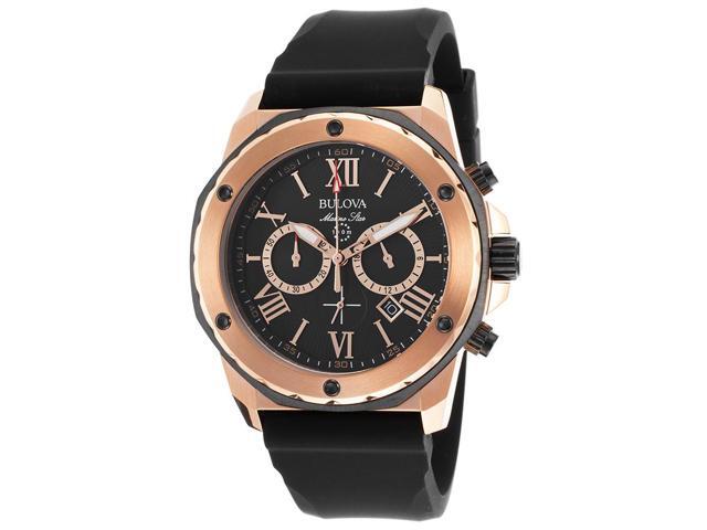 Bulova Mens Chronograph Black Rubber Strap Watch 44mm 98B104