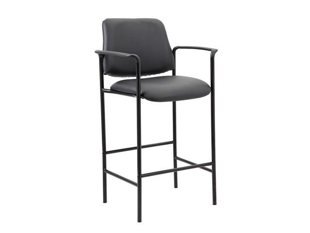 Boss Office Products Square Back Diamond Stool with Arm - Black