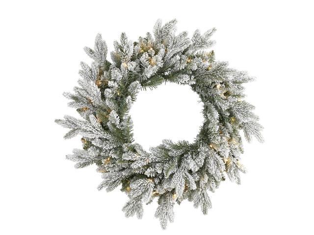 Click here for Nearly Natural 24 Flocked Artificial Christmas Wre... prices