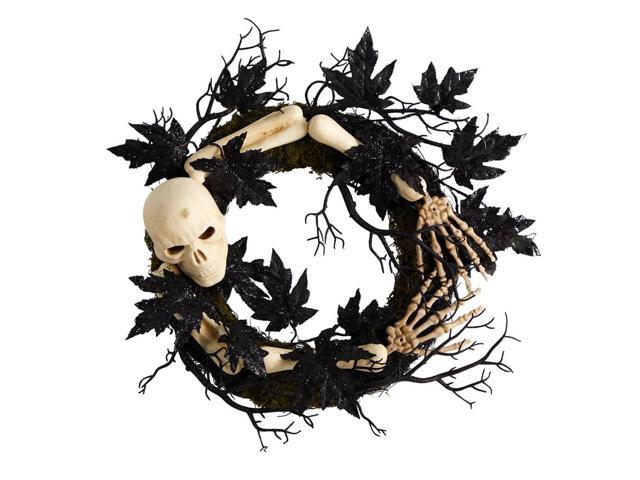 Click here for Nearly Natural 24 Halloween Skull and Bones Wreath prices