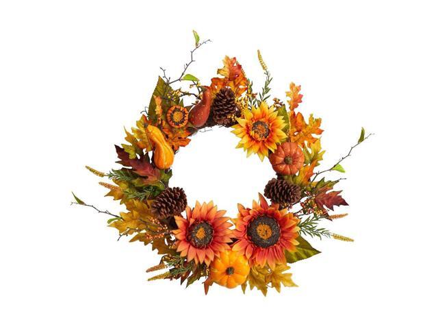 Click here for Nearly Natural 24 Fall Sunflower Pinecone & Berrie... prices