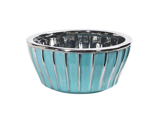 Click here for Nearly Natural 7.25 Teal Vase with Silver Burnishi... prices