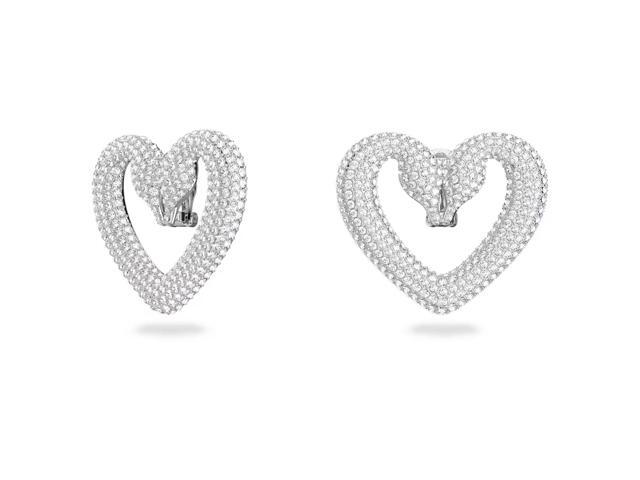 Click here for Swarovski Una Clip Earrings Heart - Large - White... prices