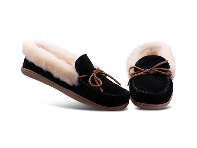 Click here for Minnetonka Womens Alpine Sheepskin Moccasin - Blac... prices