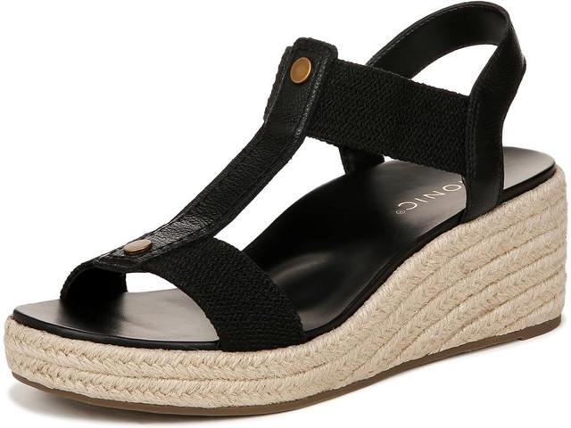 Click here for Vionic Womens Calera Wedge Sandal - Black Leather prices