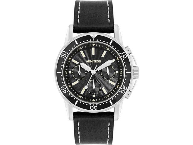 Click here for Armitron Black Bezel Black Leather Analog Chronogr... prices