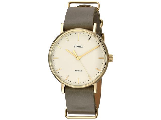Click here for Timex Unisex Fairfield 37 Olive Leather Slip-Thru... prices