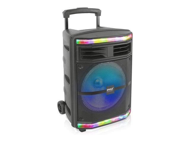 Pyle 10” Bluetooth Pa Speaker System With Rechargeable Battery  Party Lights & Fm Radio  600 Watt - Black