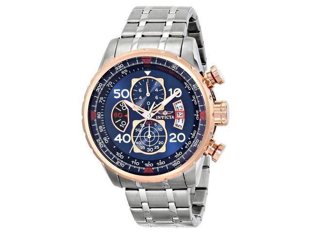 Click here for Mens Aviator Chronograph Silver-Tone Steel Blue Di... prices
