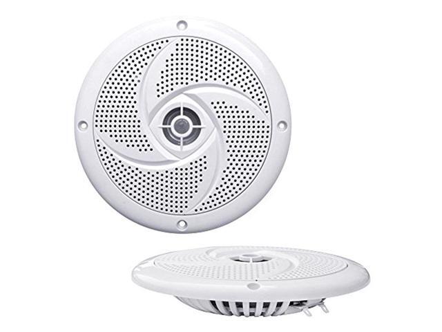 Pyle 5.25 Waterproof Rated Marine Speakers - Low-Profile Slim Style Speaker Pair  180W - White