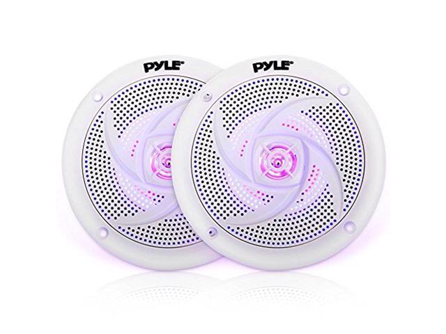 Pyle 4 Waterproof Marine Led Speakers - 100W  Low-Profile  Blue Led  2-Way (PLMRS43WL) - White