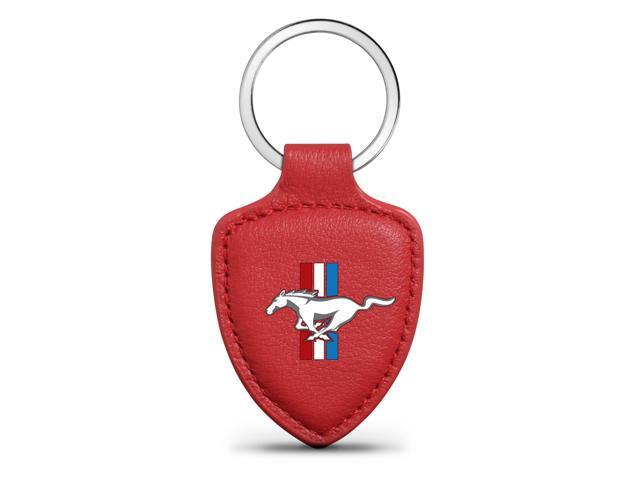 Click here for Ford Mustang Tri-Bar Logo Red Real Leather Shield-... prices
