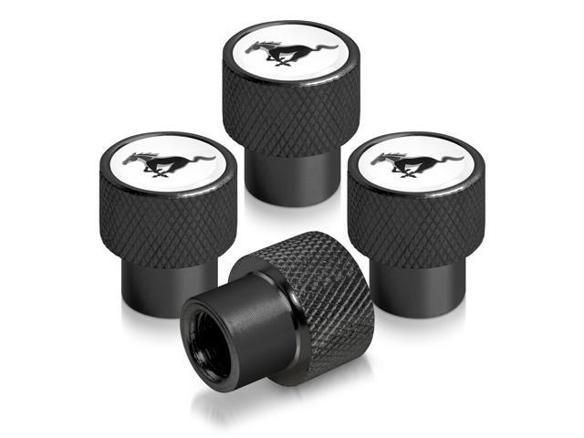 Click here for Ford Mustang in White on Black Aluminum Tire Valve... prices