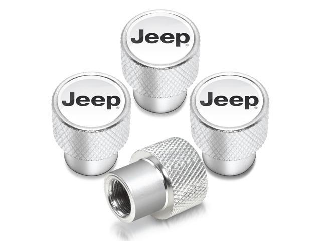 Click here for Jeep in White on Shining Silver Aluminum Tire Valv... prices
