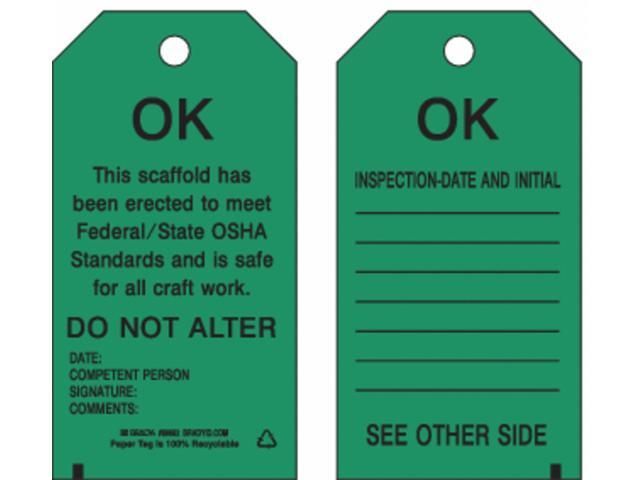 Click here for BRADY 86682 Scaffold OK Tag 5-3/4 x 3 In PK100 prices
