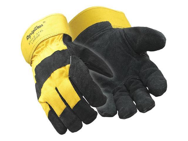 RefrigiWear Mens Men s Canvas Insulated Leather Work Gloves - Yellow