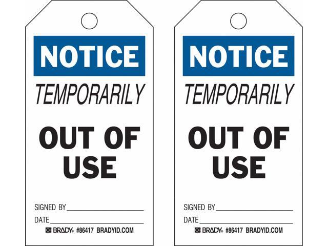 Click here for BRADY 86478 Notice Tag 7 x 4 In Bk and Bl/Wht PK10 prices