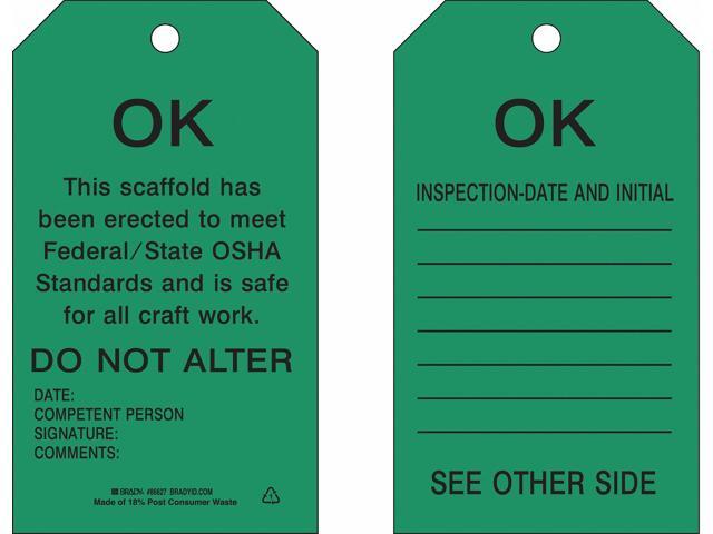 Click here for BRADY 86627 Scaffold OK Tag 7 x 4 In Bk/Grn PK10 prices