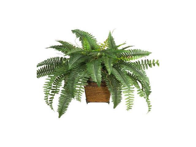 Click here for Nearly Natural 6549 Boston Fern with Wood Wicker B... prices