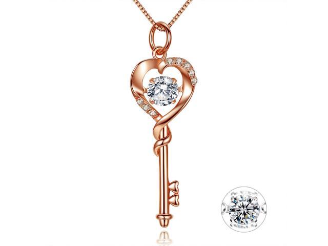 Click here for Mabella Dancing CZ Key to Heart Sterling Silver 18... prices